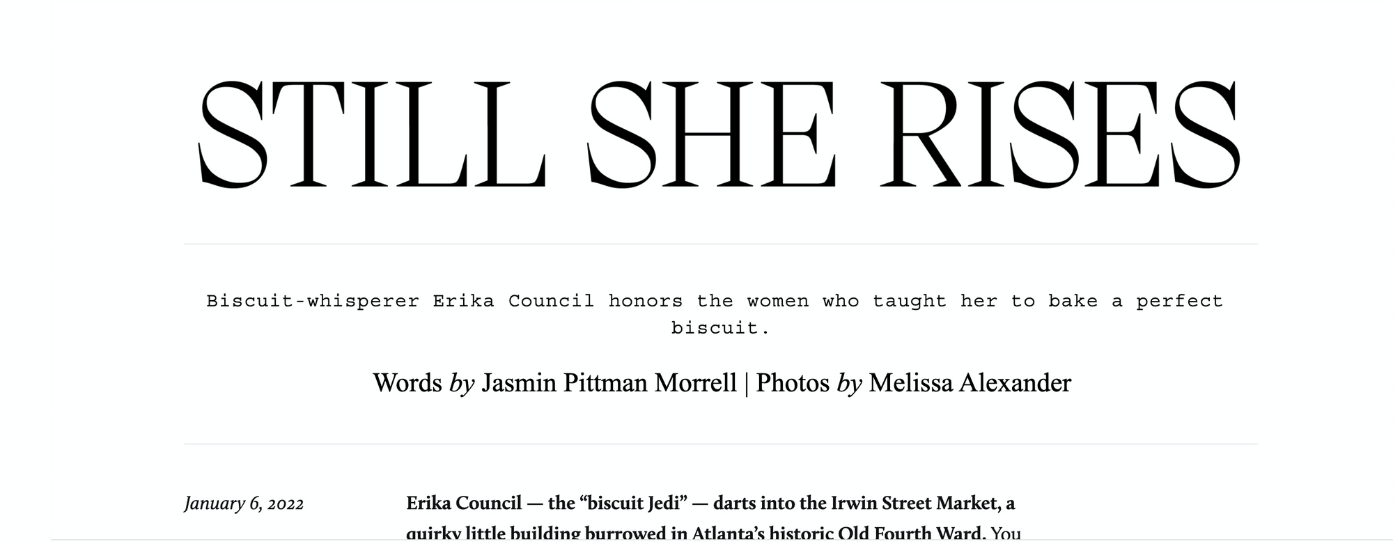 BITTER SOUTHERNER: STILL SHE RISES. Words by Jasmin Pittman Morrell ...